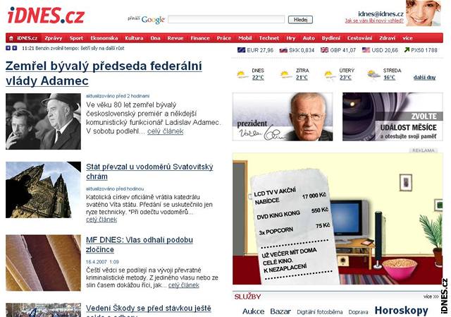 Portál iDNES.cz změnil tvář titulní strany - iDNES.cz