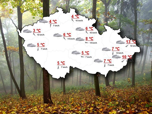 Studená fronta rozdělila republiku, východ a západ se liší o 10 °C ...