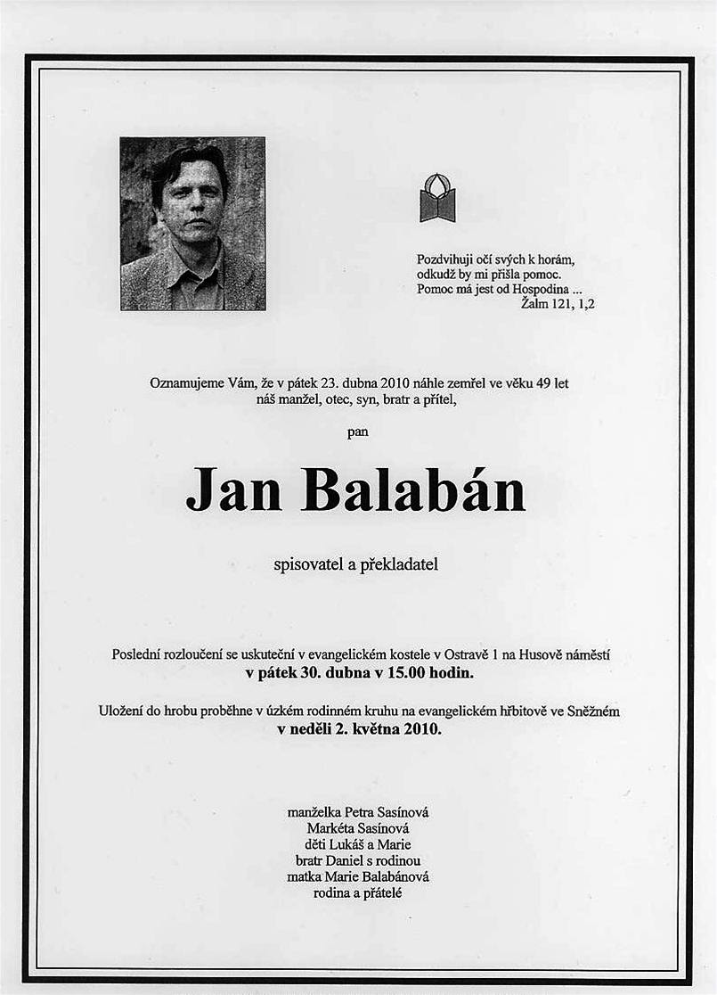 Jan Balabán - Alchetron, The Free Social Encyclopedia