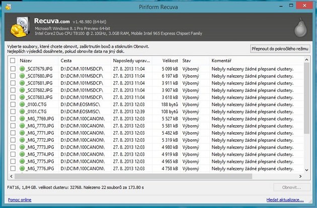 Fotogalerie: Piniform Recuva