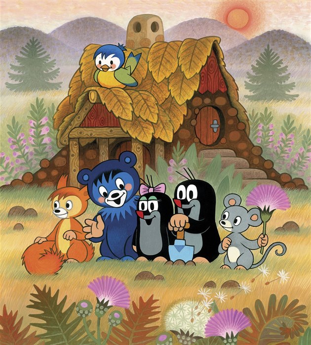 Fotogalerie: Obrázek z knížky Krtek na návštěvě - Zvířátka se fotografují.