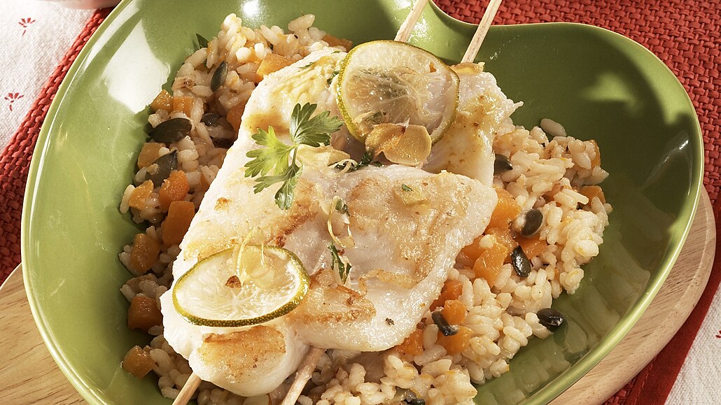 Ryba s dýňovým rizotem – Recepty iDNES.cz