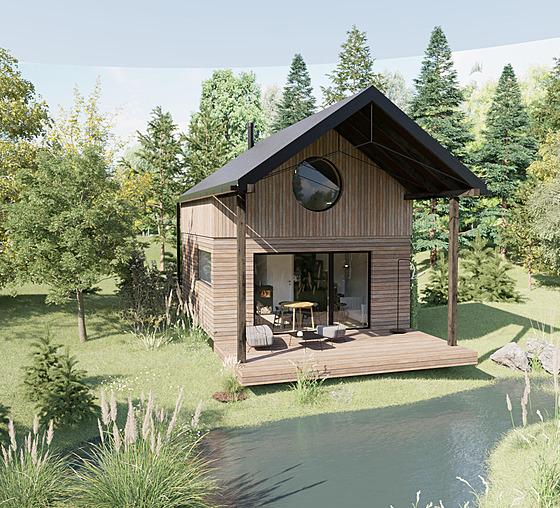 Moderní chata: nechybí jí velká okna ani dřevěný obklad - iDNES.cz