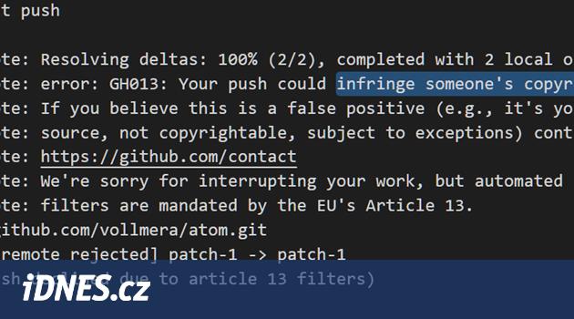 Evropská ochrana autorských práv by poškodila programátory, varuje Github - iDNES.cz